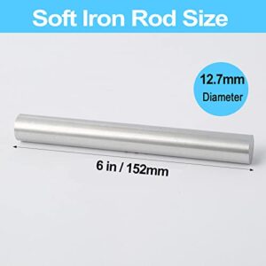 Soft Iron Rod, High Pure Iron Rod, Ideal Core for Making Electromagnets, 0.5" Diameter, 6" Long