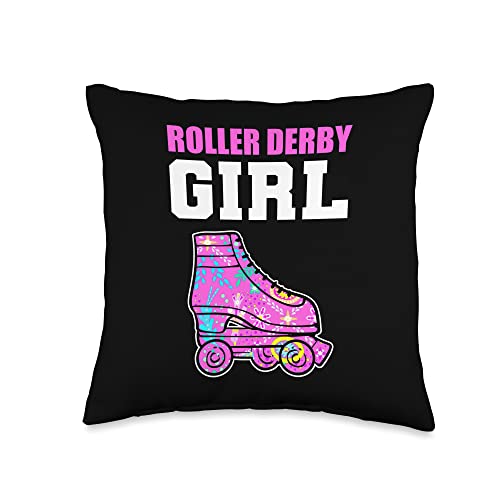 Roller Derby Girl Skater Throw Pillow, 16x16, Multicolor