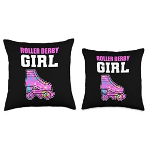 Roller Derby Girl Skater Throw Pillow, 16x16, Multicolor