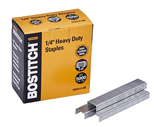 Bostitch Heavy Duty Premium Staples, 2-25 Sheets, 0.25 Inch Leg, 5,000 Per Box (SB351/4-5M)