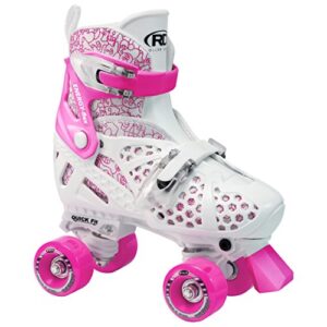 roller derby girl’s trac star adjustable roller skate, white/pink, medium 12-2