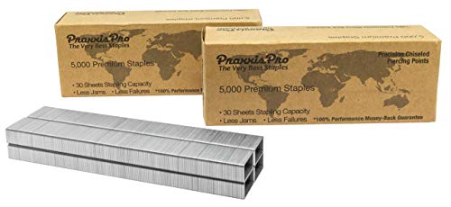 PraxxisPro Premium 26/6 Chisel Point Standard Staples Refill for All Home, School and Office Staplers - Silver (10,000 Count)