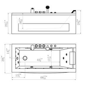 Empava Acrylic Whirlpool Bathtub Hydro-massage Soaking SPA Chromatherapy Jets Tub 67JT351