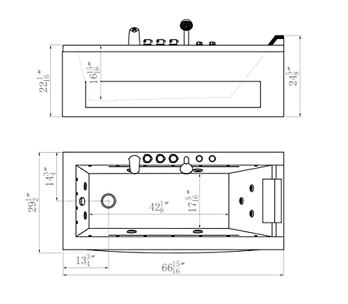 Empava Acrylic Whirlpool Bathtub Hydro-massage Soaking SPA Chromatherapy Jets Tub 67JT351