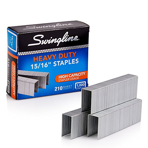 Swingline Staples, Heavy Duty, 15/16" Length, 210 Sheet Capacity, 100/Strip, 1000/Box, 1 Pack (35320) - Silver