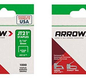 Arrow Fastener 215 Genuine JT21/T27 5/16-Inch Staples, 1,000-Pack - 2 Pack