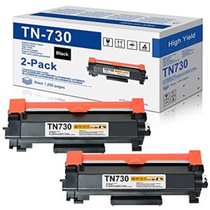 2-pack black tn730 toner cartridge tn-730 replacement for brother tn-730 tn730 to use with hl-l2350dw hl-l2395dw hl-l2390dw hl-l2370dw mfc-l2750dw mfc-l2710dw dcp-l2550dw printer toner