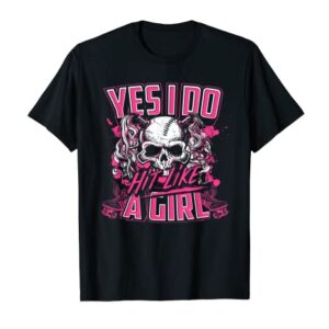 Yes I Do Hit Like A Girl Roller Derby Girl Skull T-Shirt