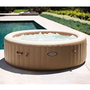 intex 28427e purespa bubble massage, inflatable spa set, tan, 6-person