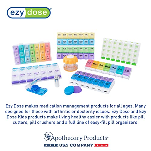 EZY DOSE Kids Weekly (7-Day) Pill Planner, Medicine Case, Vitamin Organizer Box, Large Locking Compartments to Secure Prescription Medication and Prevent Accidental Spilling, Color May Vary