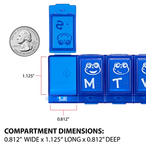 EZY DOSE Kids Weekly (7-Day) Pill Planner, Medicine Case, Vitamin Organizer Box, Large Locking Compartments to Secure Prescription Medication and Prevent Accidental Spilling, Color May Vary