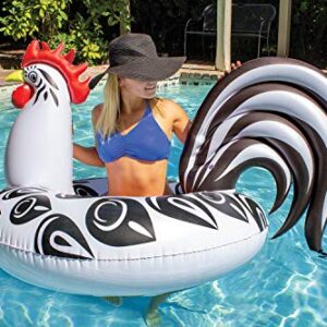 Poolmaster Rooster Inflatable Swimming Pool Party Float (48 Inch), Black/White/Red