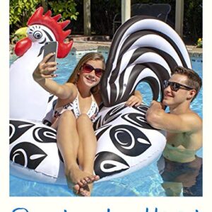 Poolmaster Rooster Inflatable Swimming Pool Party Float (48 Inch), Black/White/Red