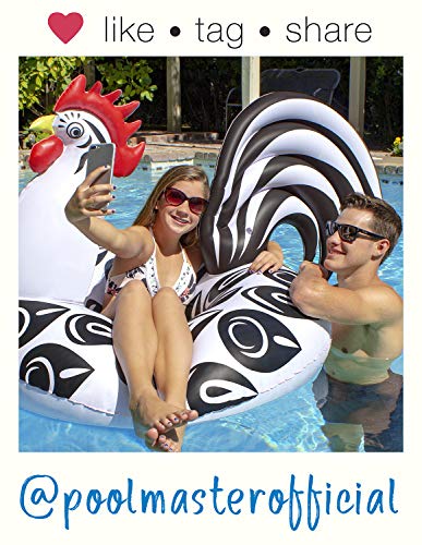 Poolmaster Rooster Inflatable Swimming Pool Party Float (48 Inch), Black/White/Red