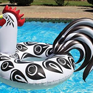 Poolmaster Rooster Inflatable Swimming Pool Party Float (48 Inch), Black/White/Red