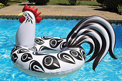 Poolmaster Rooster Inflatable Swimming Pool Party Float (48 Inch), Black/White/Red