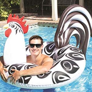 Poolmaster Rooster Inflatable Swimming Pool Party Float (48 Inch), Black/White/Red