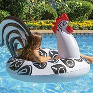 Poolmaster Rooster Inflatable Swimming Pool Party Float (48 Inch), Black/White/Red