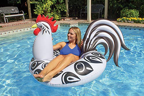 Poolmaster Rooster Inflatable Swimming Pool Party Float (48 Inch), Black/White/Red