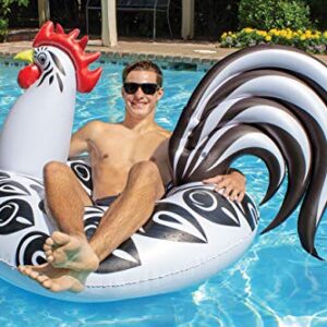 Poolmaster Rooster Inflatable Swimming Pool Party Float (48 Inch), Black/White/Red