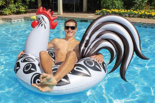 Poolmaster Rooster Inflatable Swimming Pool Party Float (48 Inch), Black/White/Red