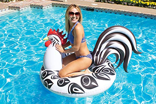 Poolmaster Rooster Inflatable Swimming Pool Party Float (48 Inch), Black/White/Red