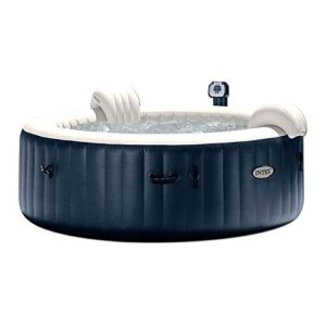 intex 28409e purespa 6 person home inflatable portable heated round hot tub spa 85-inch x 28-inch with 170 bubble jets and built in heat pump, blue