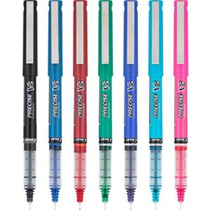 PILOT Precise V5 Stick Liquid Ink Rolling Ball Stick Pens, Extra Fine Point (0.5mm) Assorted Ink Colors, 7-Pack Pouch (26015)