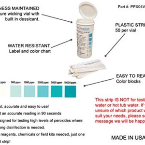 Very High Level Hydrogen Peroxide H2O2 Test Strips, 0-10,000 ppm [Vial of 50 Strips]