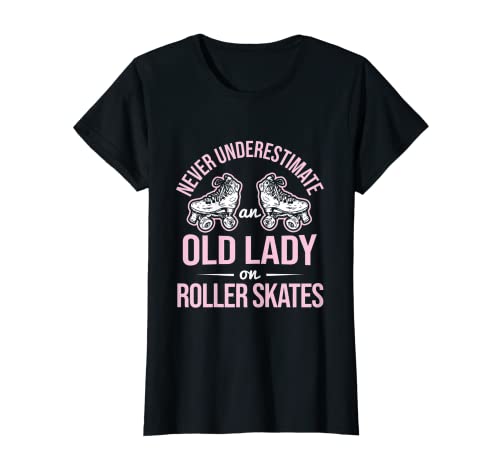 Womens Old Lady On Roller Derby Roller Skating Roller Skate T-Shirt