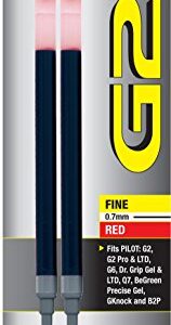 PILOT G2 Gel Ink Refills For Rolling Ball Pens, Fine Point, Red Ink, 2-Pack (77242)