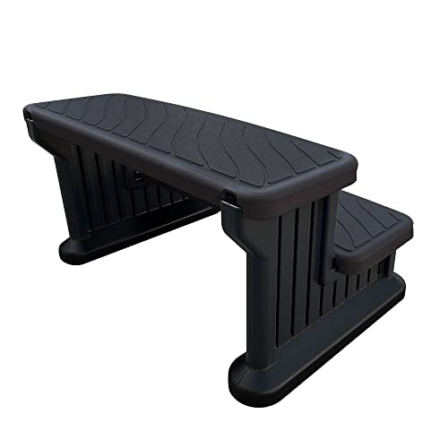 Puri Tech Universal Spa & Hot Tub Outdoor Steps No Slip Grip Support - Black