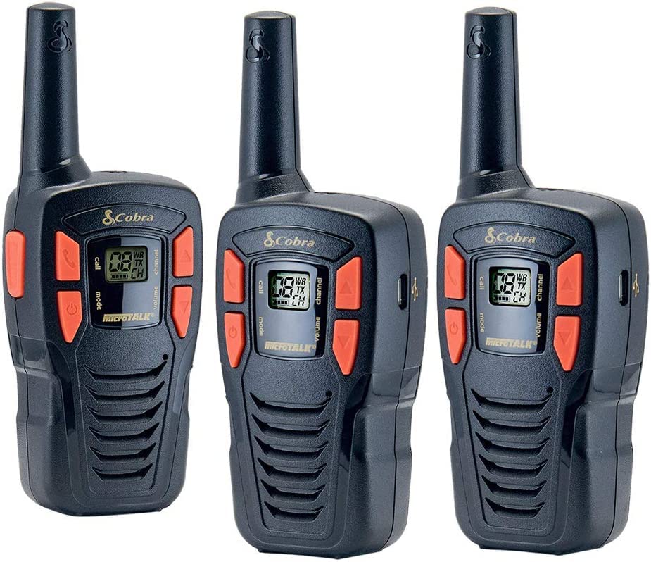 Cobra CXT195 3P - Compact Walkie Talkies for Adults - Rechargeable, Lightweight, 22 Channels, 16-Mile Range Two-Way Radio Set (3-Pack)