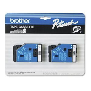 brother tc34z labeling tapes for p-touch labeler, 3/8-inch w, white on black, 2/pack