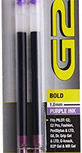 PILOT G2 Gel Ink Refills For Rolling Ball Pens, Bold Point, Purple Ink, 2-Pack (77363)