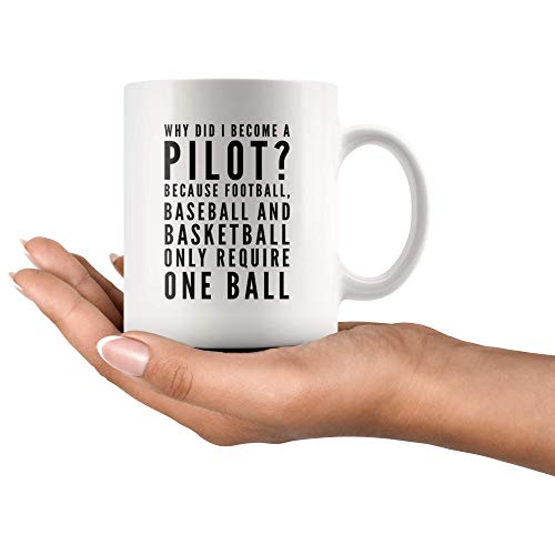 Panvola Why Did I Become A Pilot Because Football Baseball And Basketball Require One Ball Appreciation Sarcastic Coffee Mug 11 oz