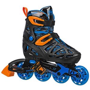 roller derby tracer boy’s adjustable inline medium (2-5), black/blue/orange tracer