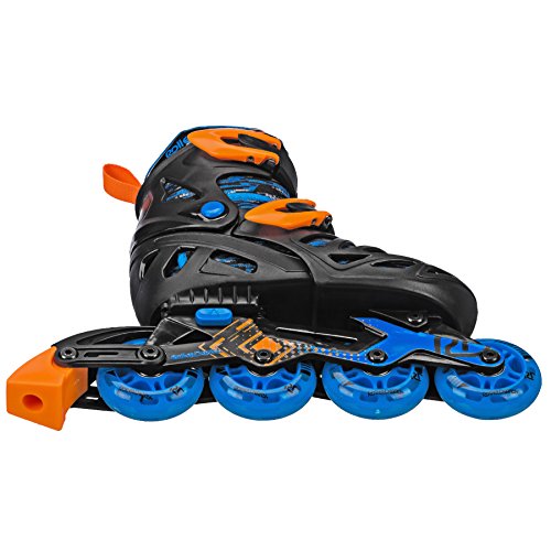 Roller Derby Tracer Boy's Adjustable Inline Medium (2-5), Black/Blue/Orange Tracer