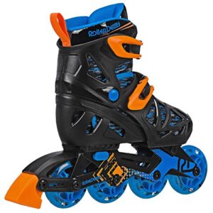 Roller Derby Tracer Boy's Adjustable Inline Medium (2-5), Black/Blue/Orange Tracer