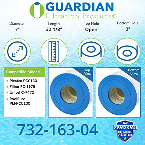 4 Pack Guardian Pool Spa Filters Replaces Unicel C-7472 Pleatco PCC130 FC-1978 Pentair Pac Fab 817-0143