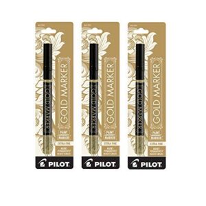 pilot gold metallic permanent paint marker, extra fine point, 3-pack(41701)