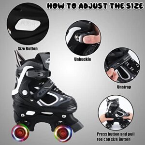 Kids Roller Skates for Girls and Boys, 4 Sizes Adjustable Roller Skates with Light up Wheels, Outdoor & Indoor Roller Skates for Kids Children Beginners,Patines para Niñas Niños