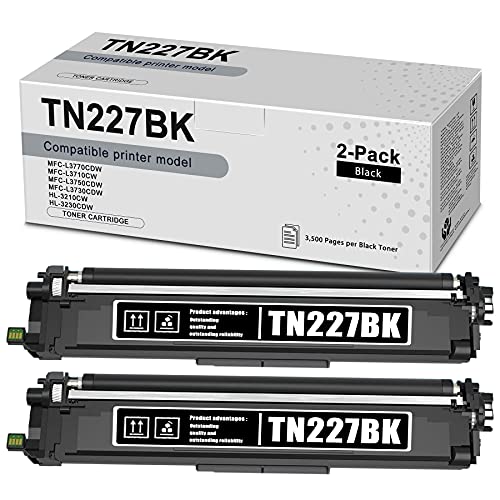 [Black] 2 Pack TN-227 TN227BK Compatible Toner Cartridge Replacement for Brother DCP-L3510CDW L3550CDW HL-3210CW 3230CDW Printer Ink Cartridge.