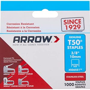 Arrow Fastener 506SS1 Genuine T50 Stainless Steel 3/8-Inch Staples, 1,000-Pack