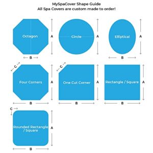 MySpaCover Long-Lasting Hot Tub and Spa Cover Replacement with EPS Insulation Foam, 4, 5, 6 Inch Taper for Any Shape and Size up to 96 inch (Custom)