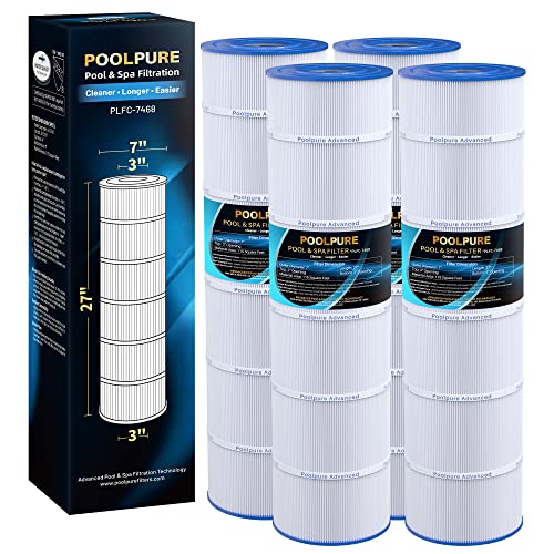 POOLPURE C-7468 Filter Replaces Jandy CL 460, CV460, PJAN115, Unicel C-7468, Filbur FC-0810, Excel Filters XLS-705, FC-6410, Aladdin 21501, Baleen AK-60432, 4X115 sq.ft Filter Cartridge 4 Pack