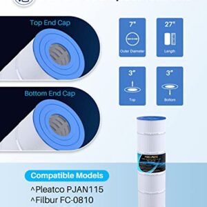 POOLPURE C-7468 Filter Replaces Jandy CL 460, CV460, PJAN115, Unicel C-7468, Filbur FC-0810, Excel Filters XLS-705, FC-6410, Aladdin 21501, Baleen AK-60432, 4X115 sq.ft Filter Cartridge 4 Pack