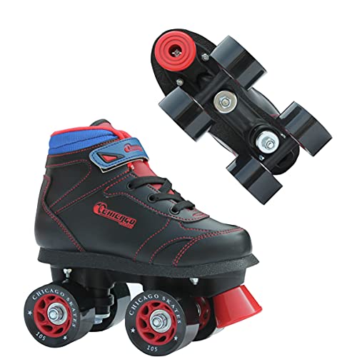 Chicago Boys Sidewalk Roller Skate - Black Youth Quad Skates - Size 3