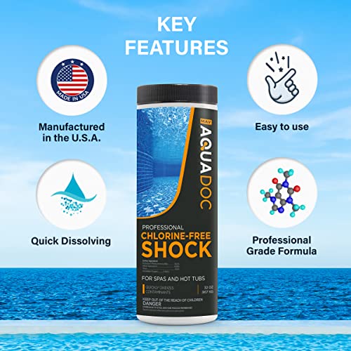 Non-Chlorine Spa Shock for Hot tub - Chlorine Free Hot Tub Shock Treatment & Enhanced Shock to Assist Bromine & Chlorine Shock - Suitable Chlorine Free Shock Oxidizer - Spa Oxidizing Shock by AquaDoc