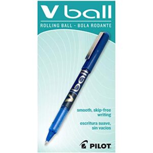 PILOT VBall Liquid Ink Rolling Ball Stick Pens, Fine Point, Blue Ink, 12-Pack (35113)